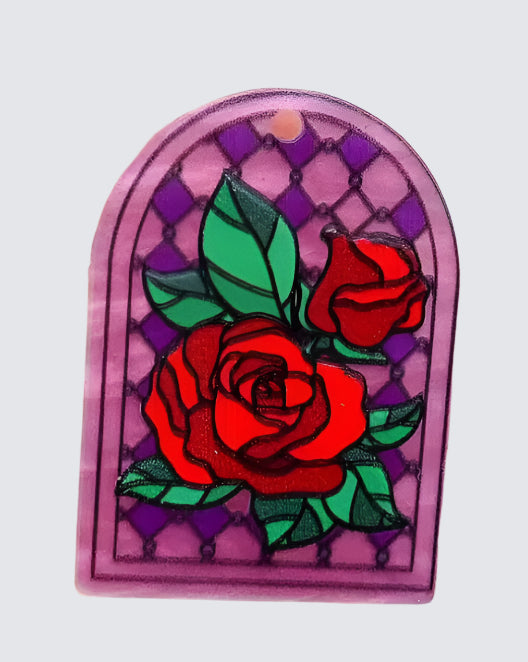Acrylic Cab - Stained Glass Roses 2 - Rounded Rectangle – Welteg